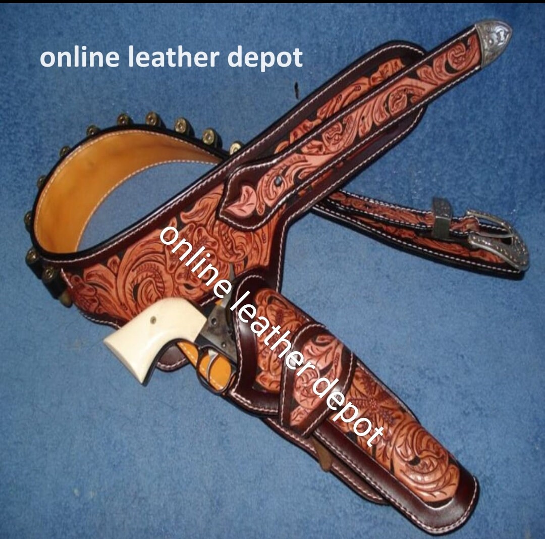 Cowboy Ammo Rigs Cartridge Belt With Holster .22 .38 .357 .44 .45 & 12 ...