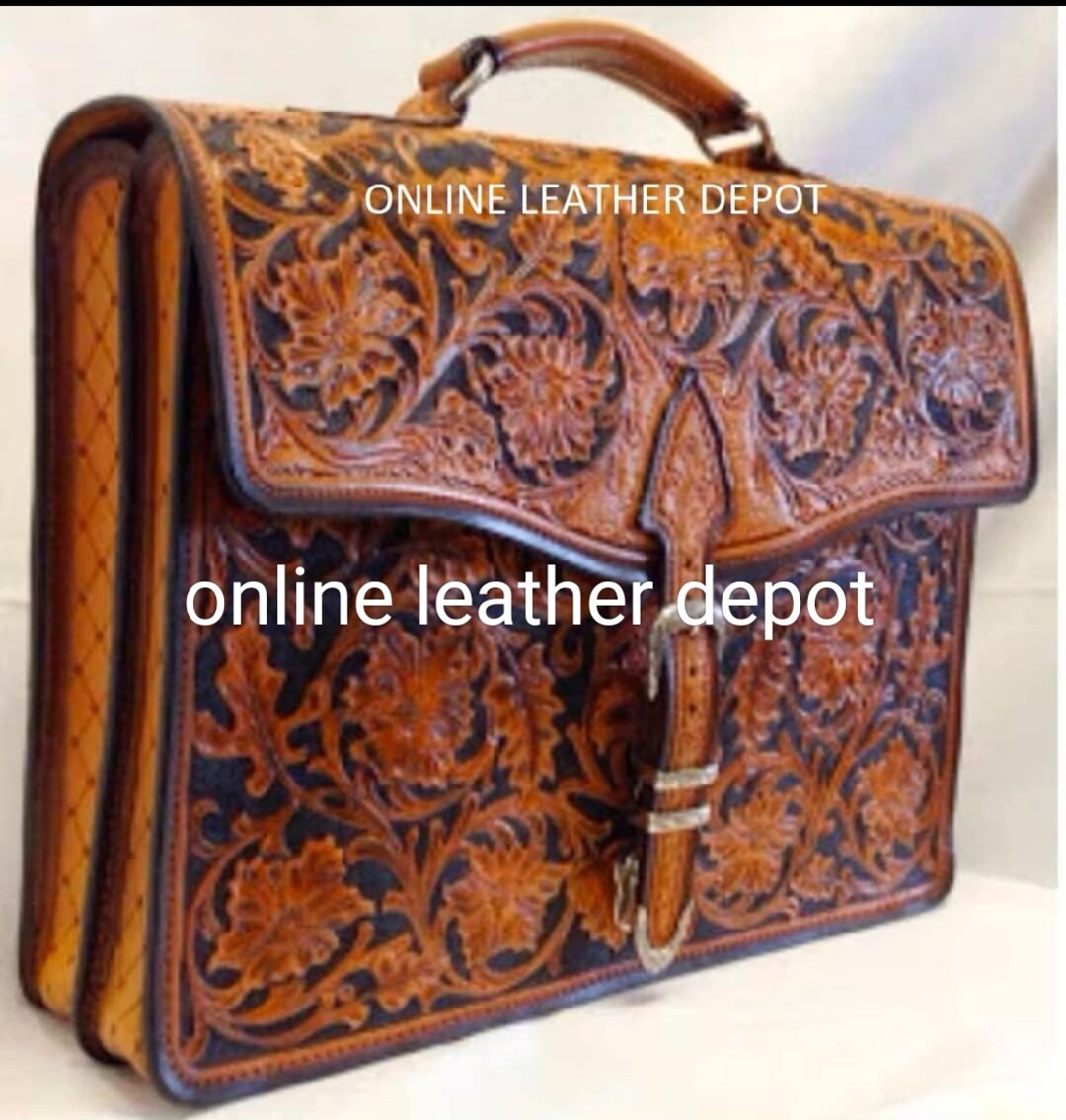 Handmade Leather Carving Laptop Bag File Paper Stylish Full Grain - Etsy