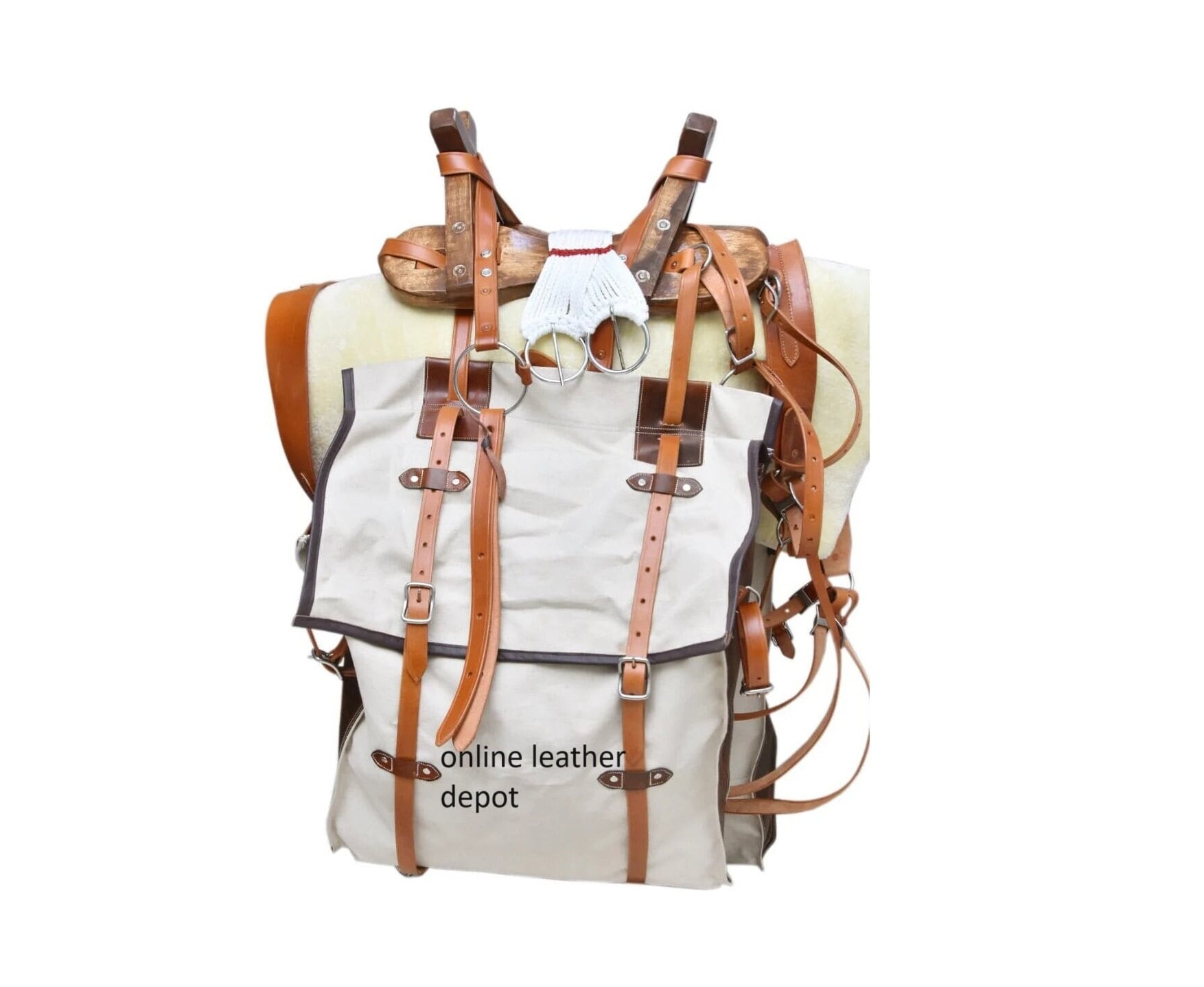 Sawbuck Packing Saddle Fully Rigged Canvas Leather Western Mule Horse ...