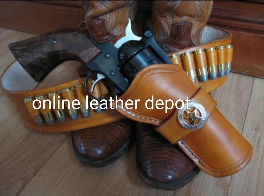 Leather Rigs Cartridge Belt With Holster Cowboy Ammo Leather Star ...