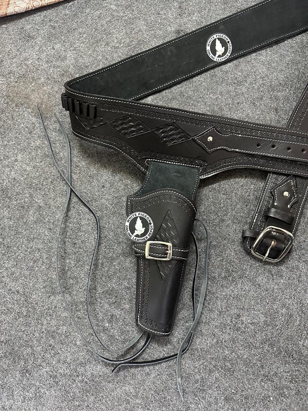 Western Cowboy Vintage Belt Ammo Loops Leather Holster .22 .357 .38 .44 ...