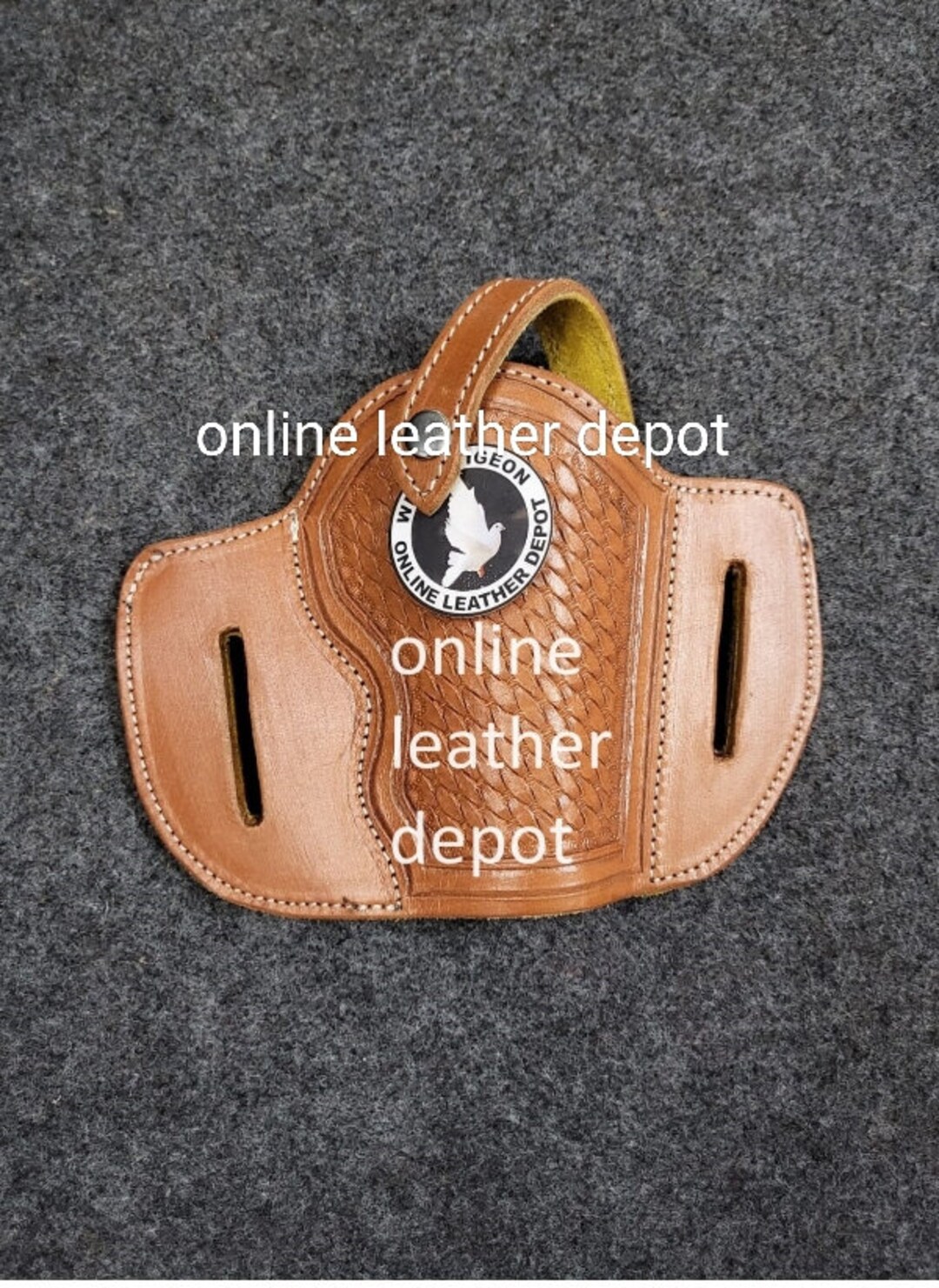 Cowboy Basket Tooled Vintage Leather Holster Pistol Revolver Holder .22 ...