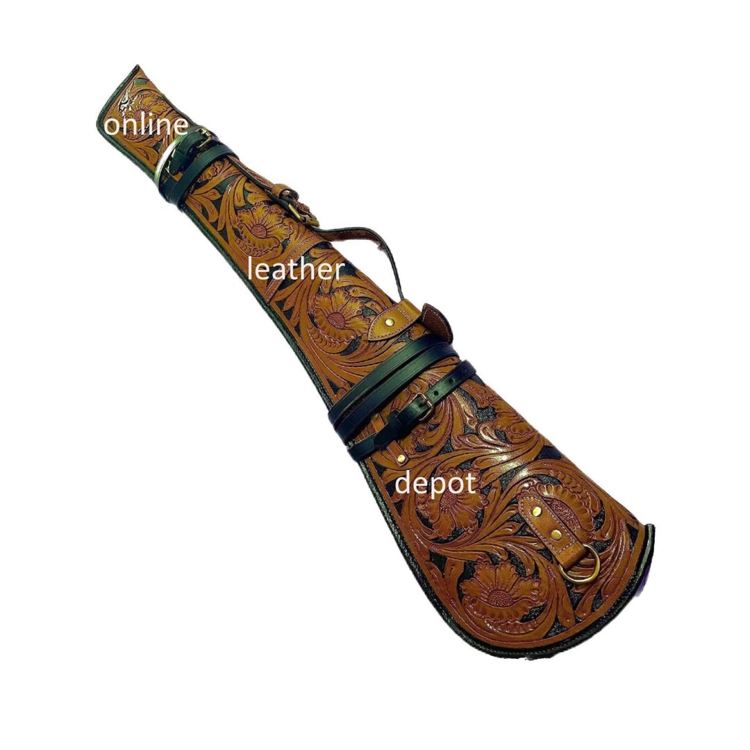 Leather Scabbard Western Tooled Leather Rifle Sleeves Shotgun Case Gun ...