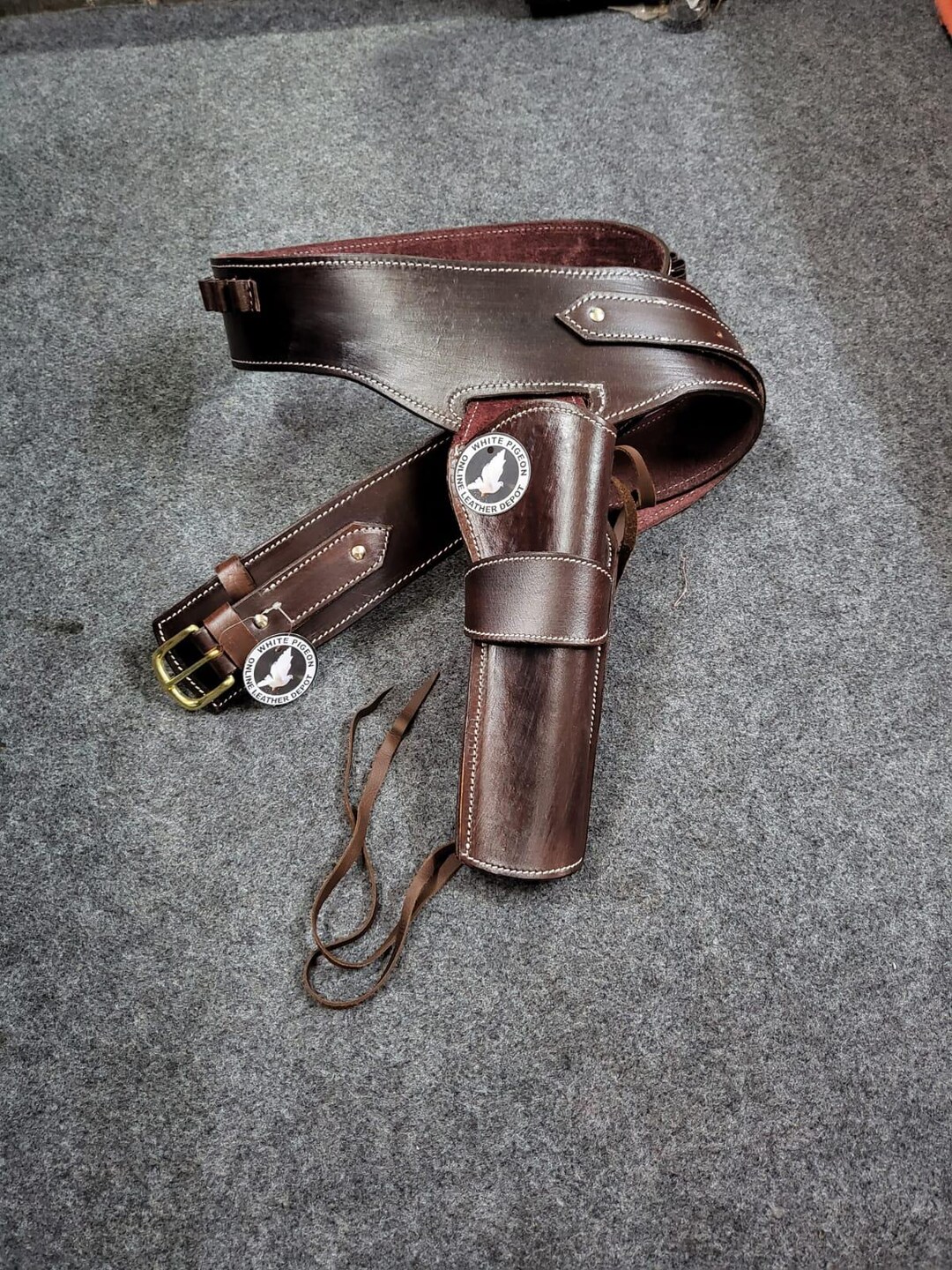 Western Cowboy Vintage Belt Ammo Loops Leather Holster .22 .357 .38 .44 ...