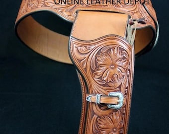 Western Holster Gun Cover Revolver Floral Tooled Leather Cowboy Rigs ...