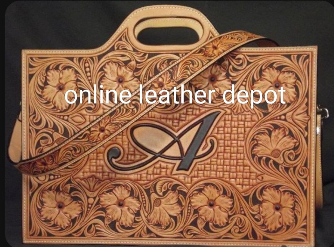 Western Style Laptop Bag and Messenger Bag Hand Carving Full Grain ...