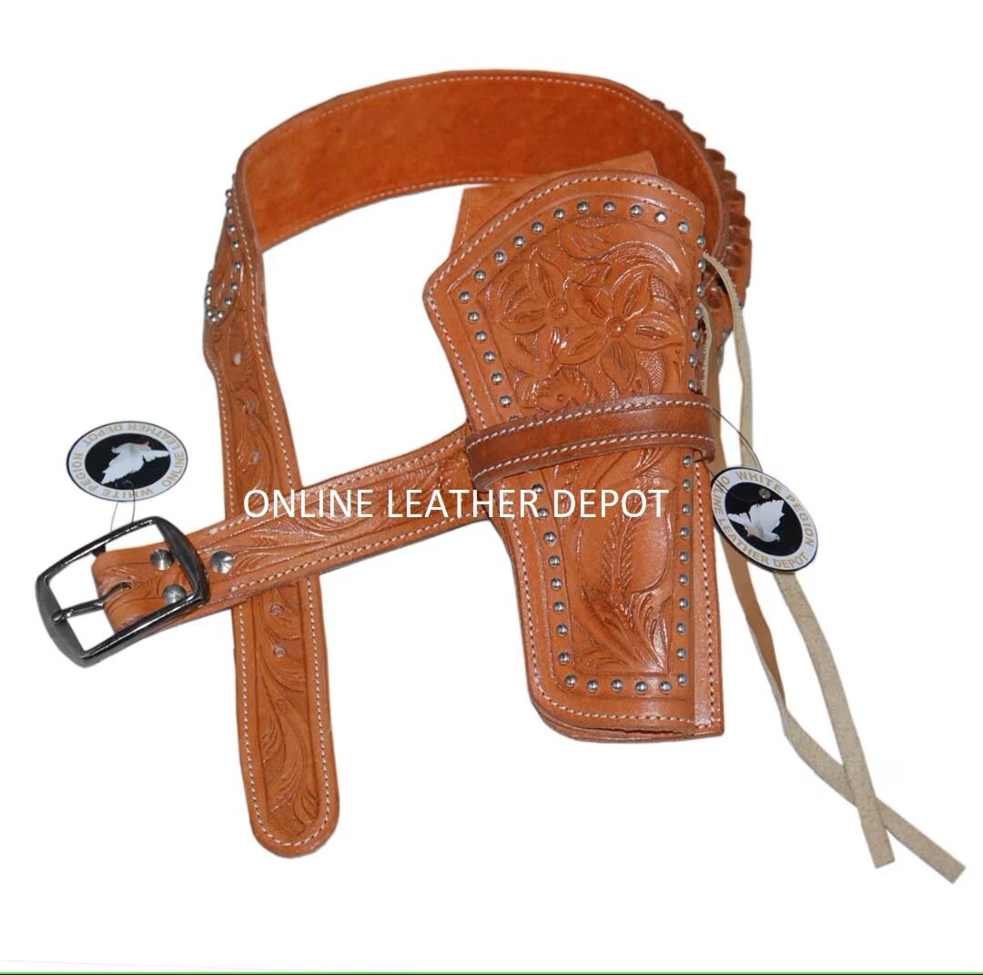 Western Holster Gun Cover Revolver Floral Tooled Leather Cowboy Rigs ...