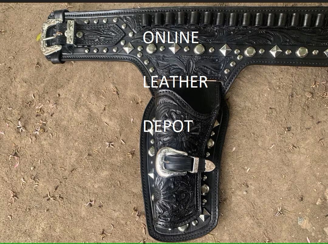 Cow Boy Custom Leather Rigs Cartridge Belt With Holster - Etsy