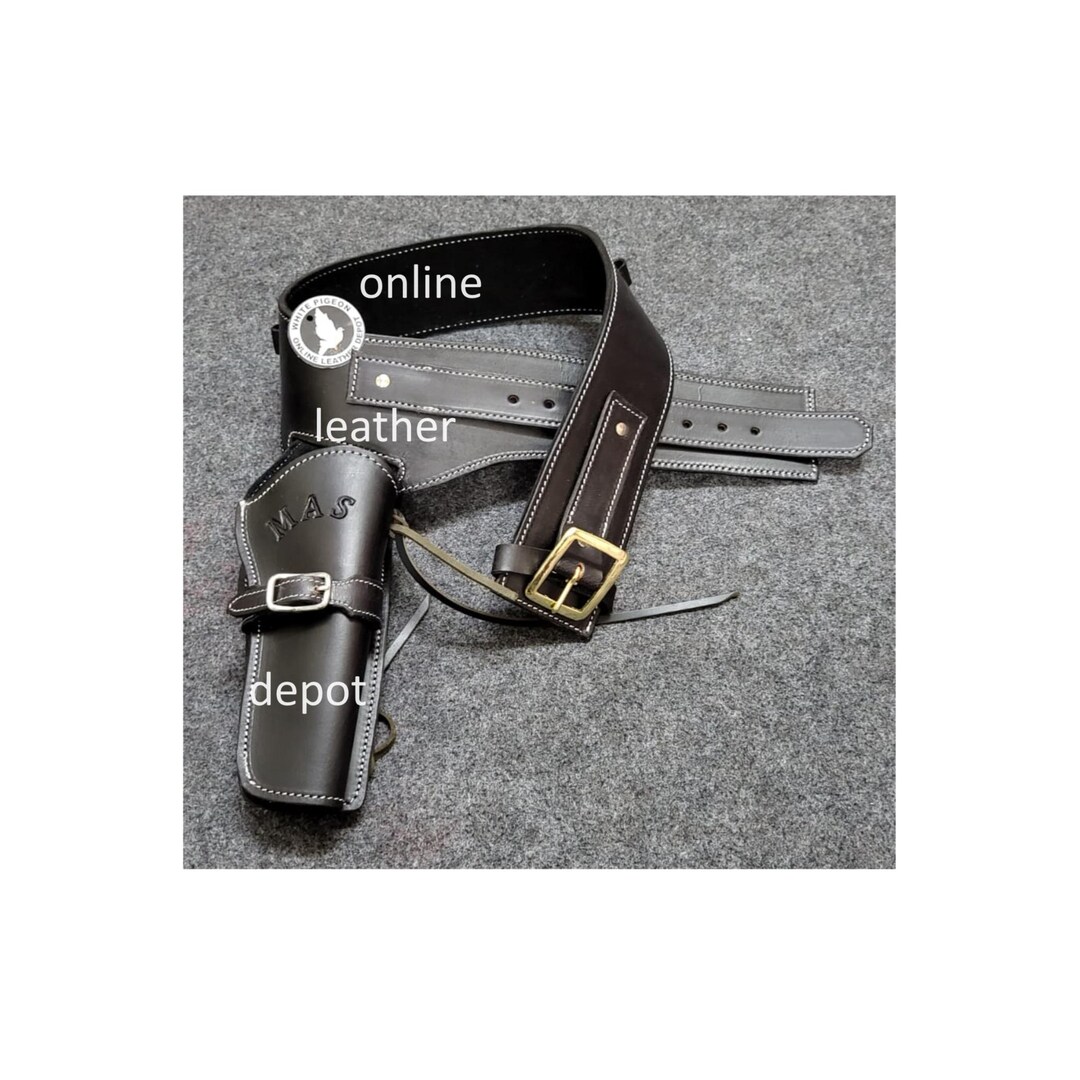 Western Cowboy Vintage Belt Ammo Loops Leather Holster .22 .357 .38 .44 ...