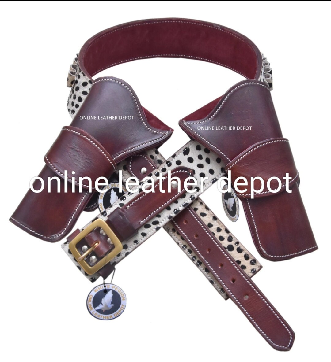 Crossdraw Holster Cow Hide Hair on Leather Rigs Cartridge Cowboy Ammo ...