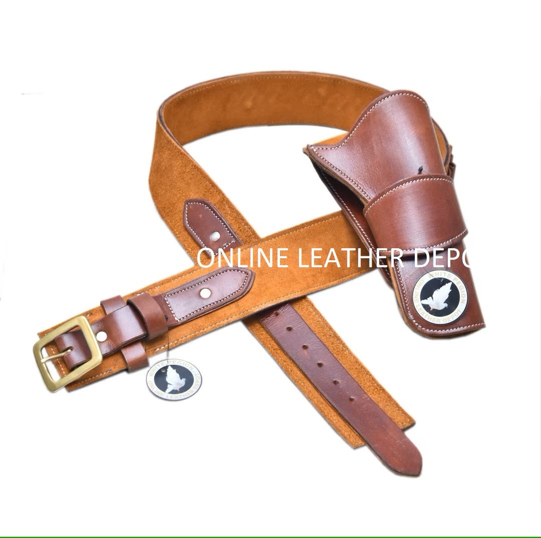 Leather Rigs Cartridge Belt With Holster .44 .45 Cowboy Ammo Belts ...