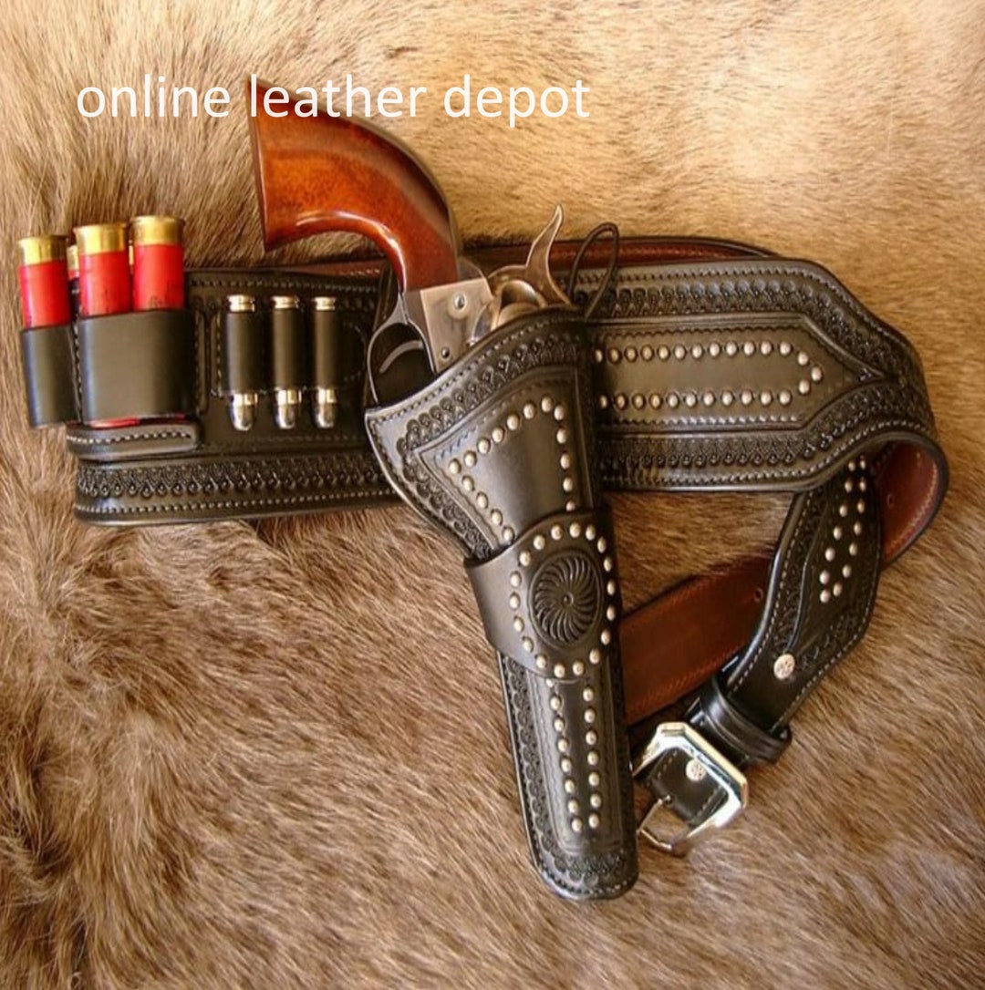 Western Handmade Cowboy Saas Rigs Cartridge Belt .22 .38 .357 .44 .45 ...