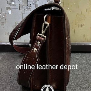 Western Style Laptop Bag and Messenger Bag Hand Carving Full Grain ...