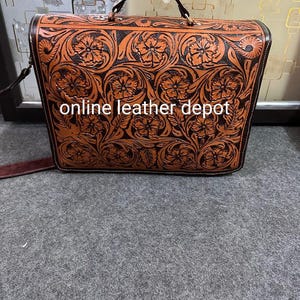 Western Style Laptop Bag and Messenger Bag Hand Carving Full Grain ...