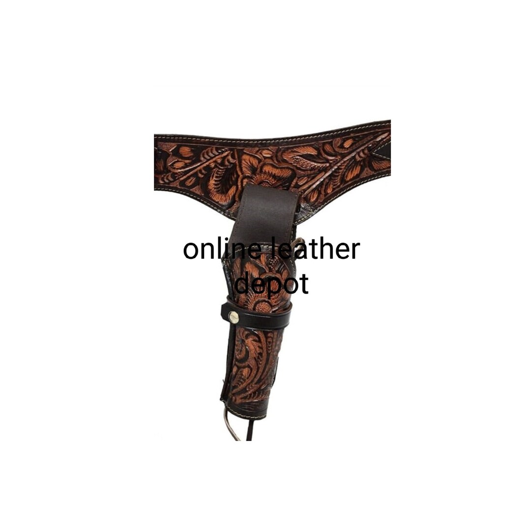 Western Leather Rig Holster Revolver Gun Belt Handmade Ammo Cartridge ...