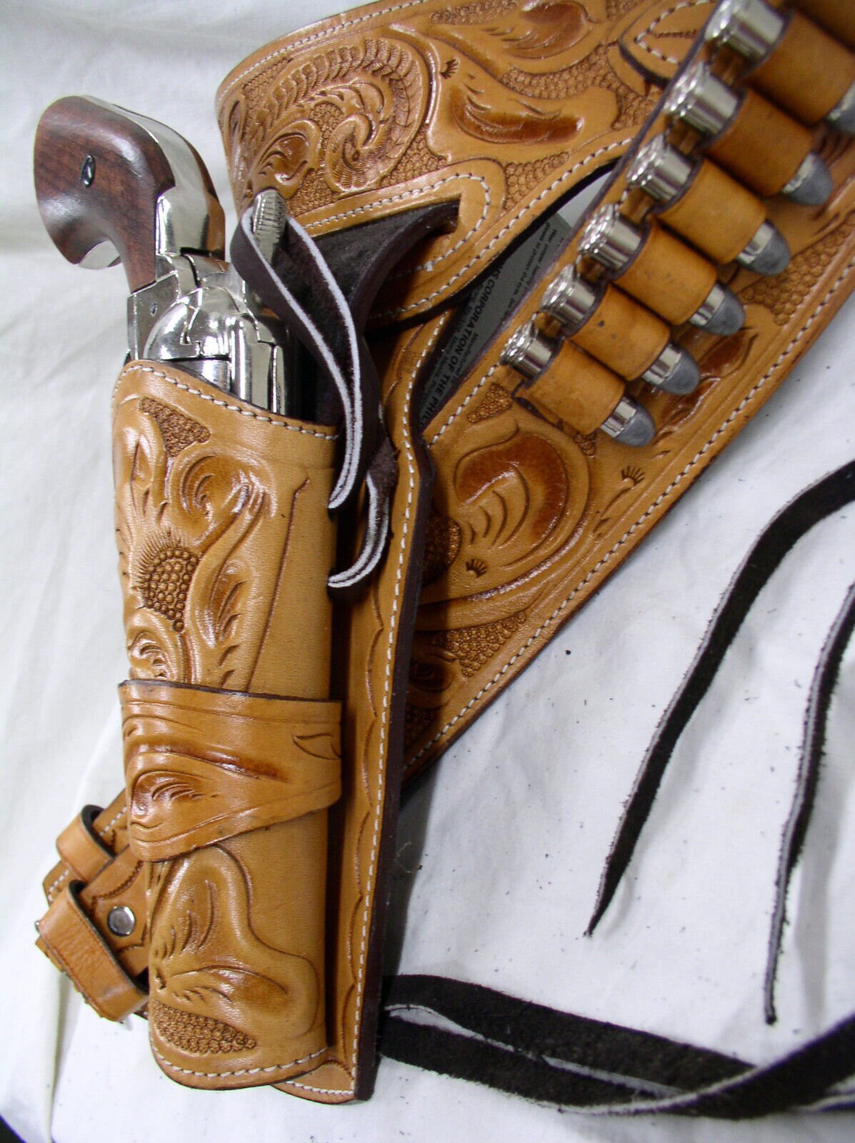 Western Rig Ammo Belt With Holster Pistol Revolver Holder Gun - Etsy