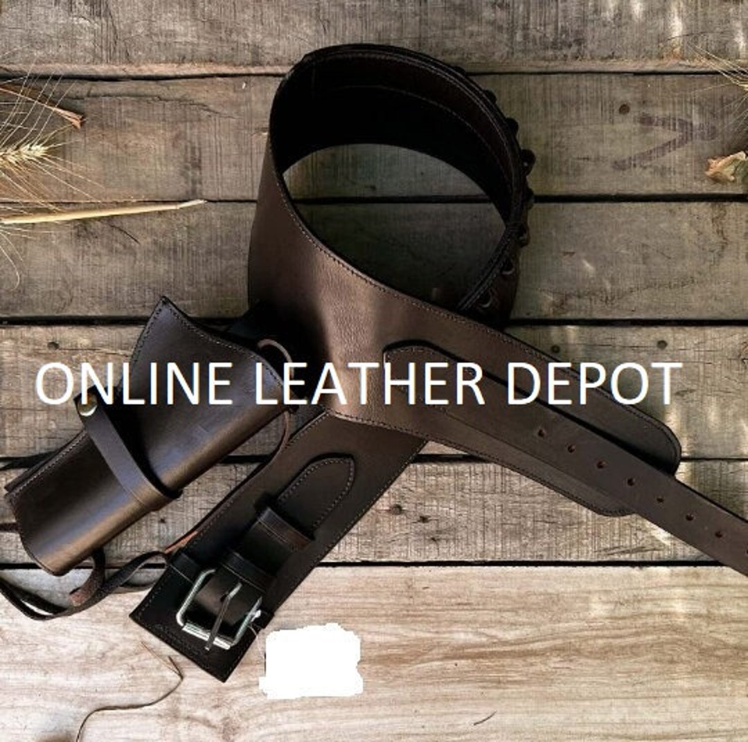 Cowboy Plain Finish Leather Western Gun Belt and Holster Cartridge Rigs ...