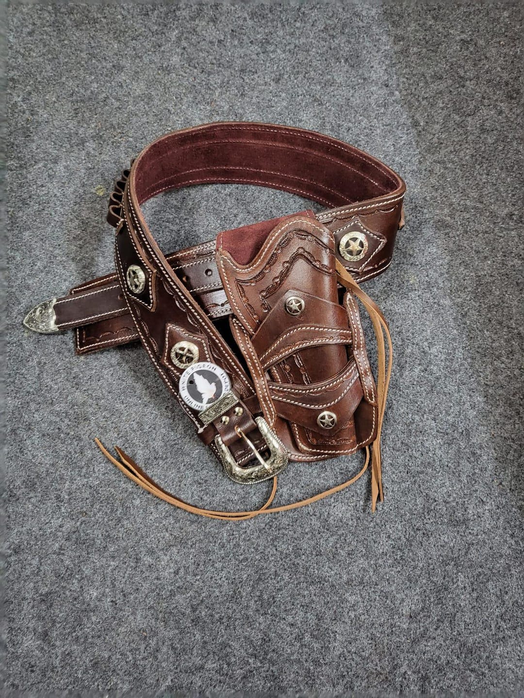 Western Cowboy Vintage Belt Ammo Loops Leather Holster .22 .357 .38 .44 ...