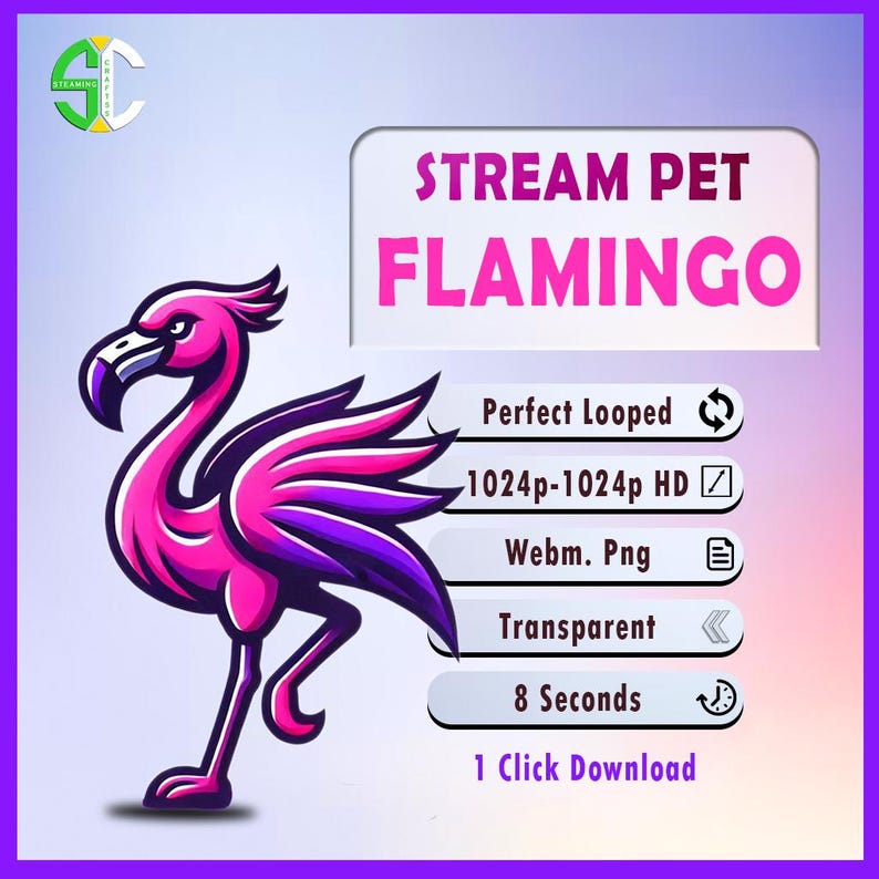 Animated Flamingo Vtuber Pet | Stream Overlay (PNG & Webm) - Etsy