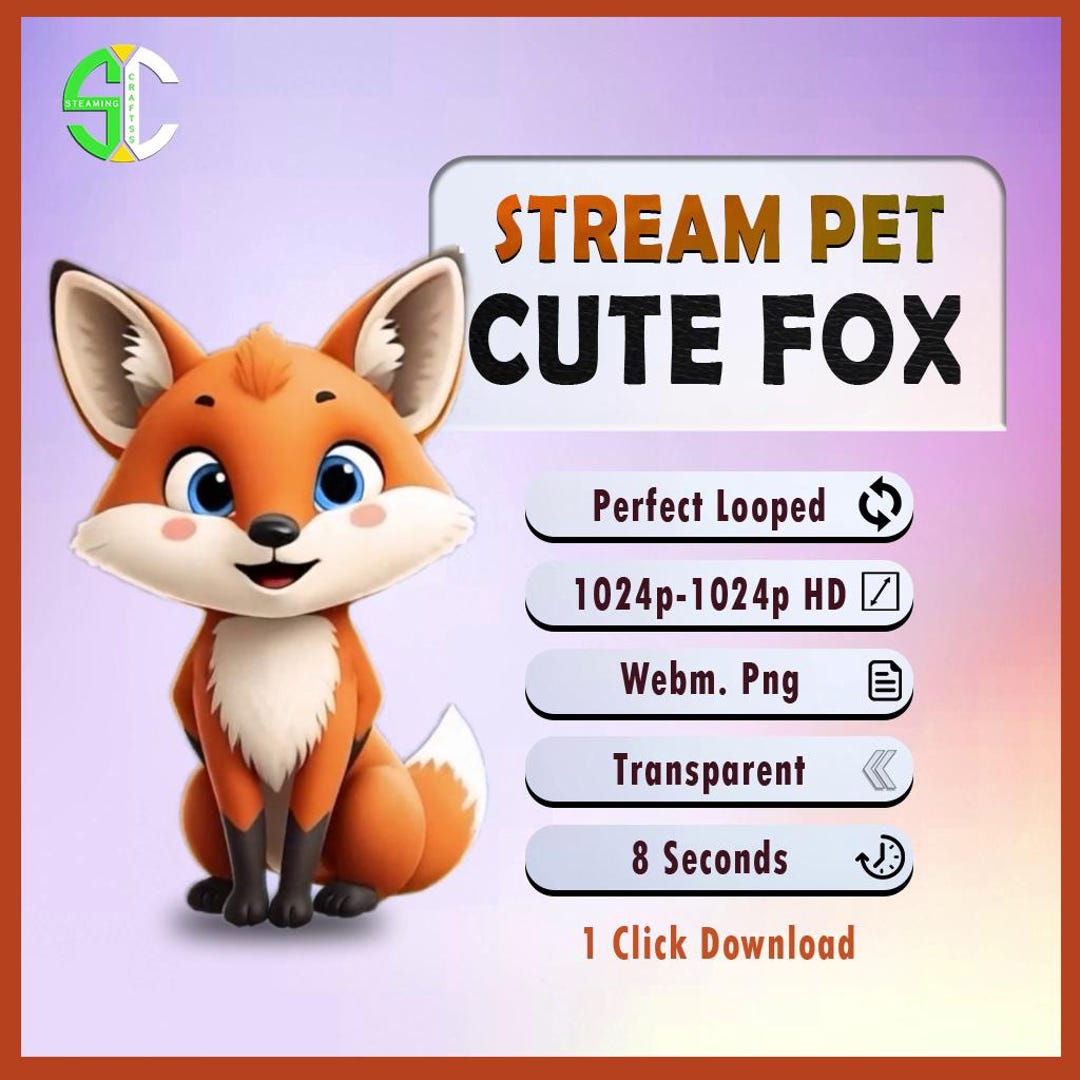 Animated Baby Fox Vtuber Pet – Stream Decoration (webm & PNG) - Etsy