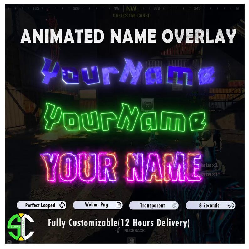 Custom Animated Name and Logo Overlay for Streamers | Twitch, Youtube ...