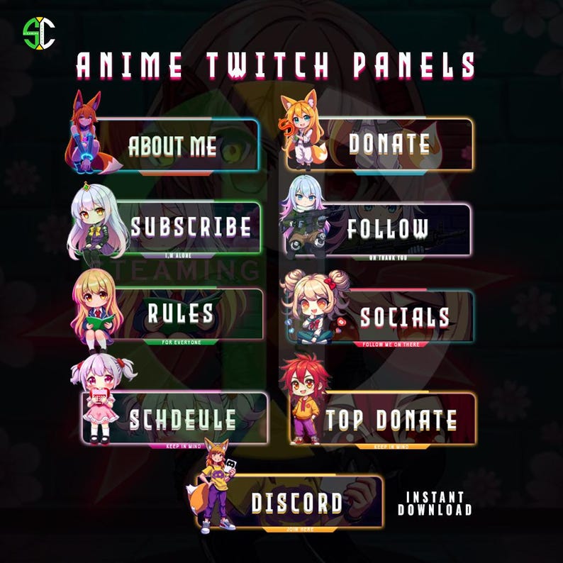 Anime Chibi Twitch Panels: Stream Decoration (digital Download) - Etsy
