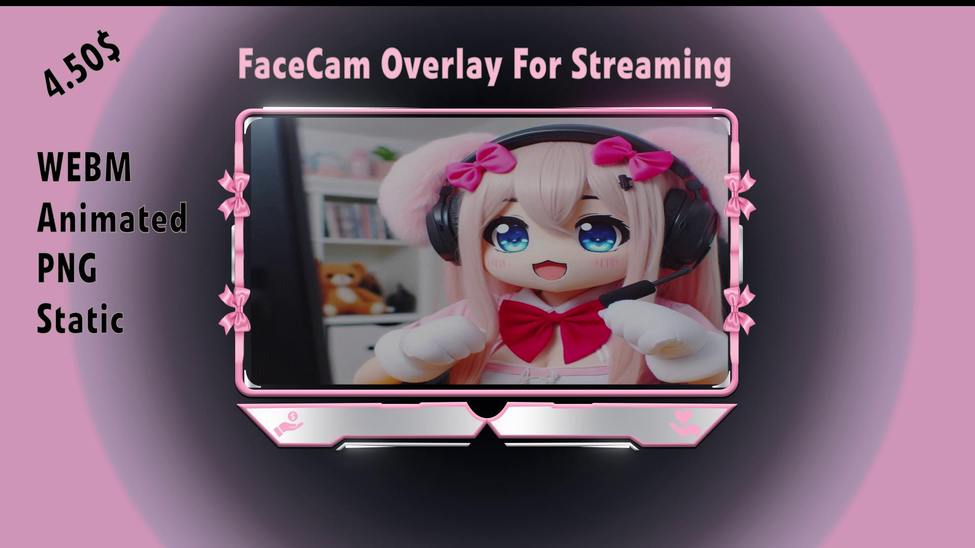 Pink Twitch Facecam Overlay| Cute Stream Webcam Frame for OBS & Stream ...