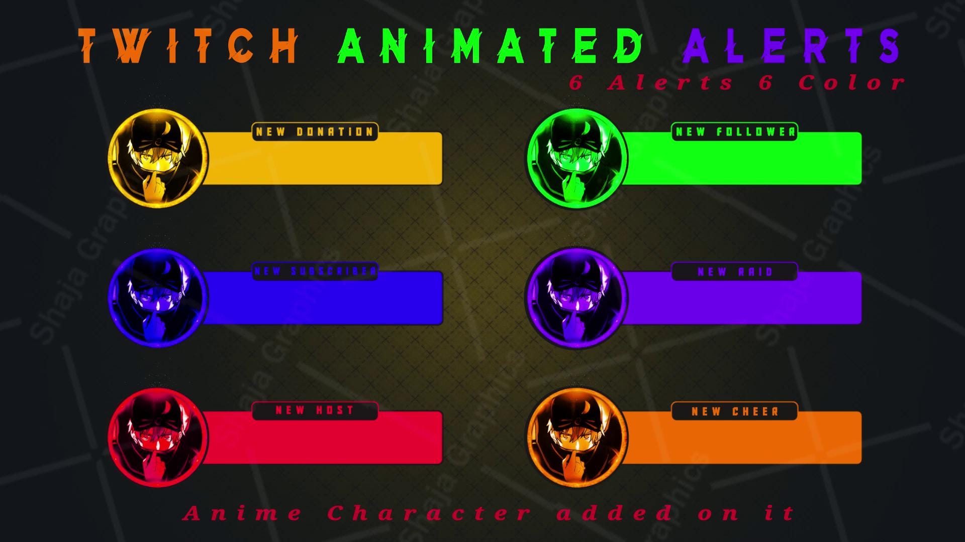 Anime Alert Pack | Animated Twitch, Kick, Youtube - Animated Anime ...