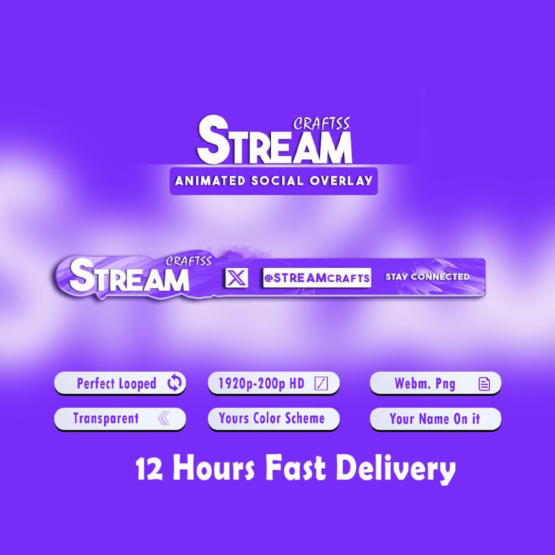 Animated Twitch Stream Overlay: Custom Webm Social Media Bar - Etsy