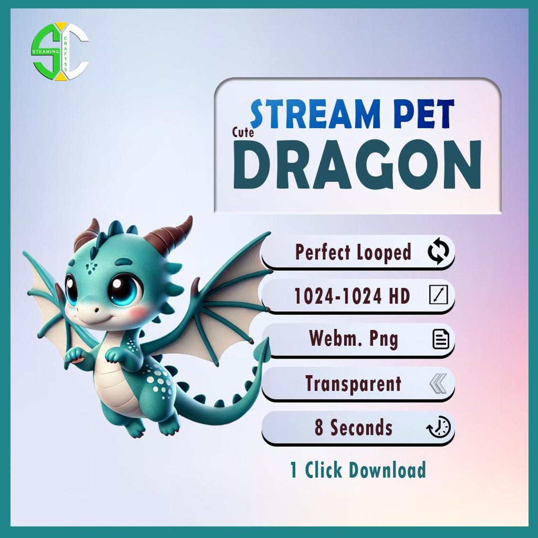 Animated Dragon Stream Pet – HD Loop (WEBM/PNG) - Etsy