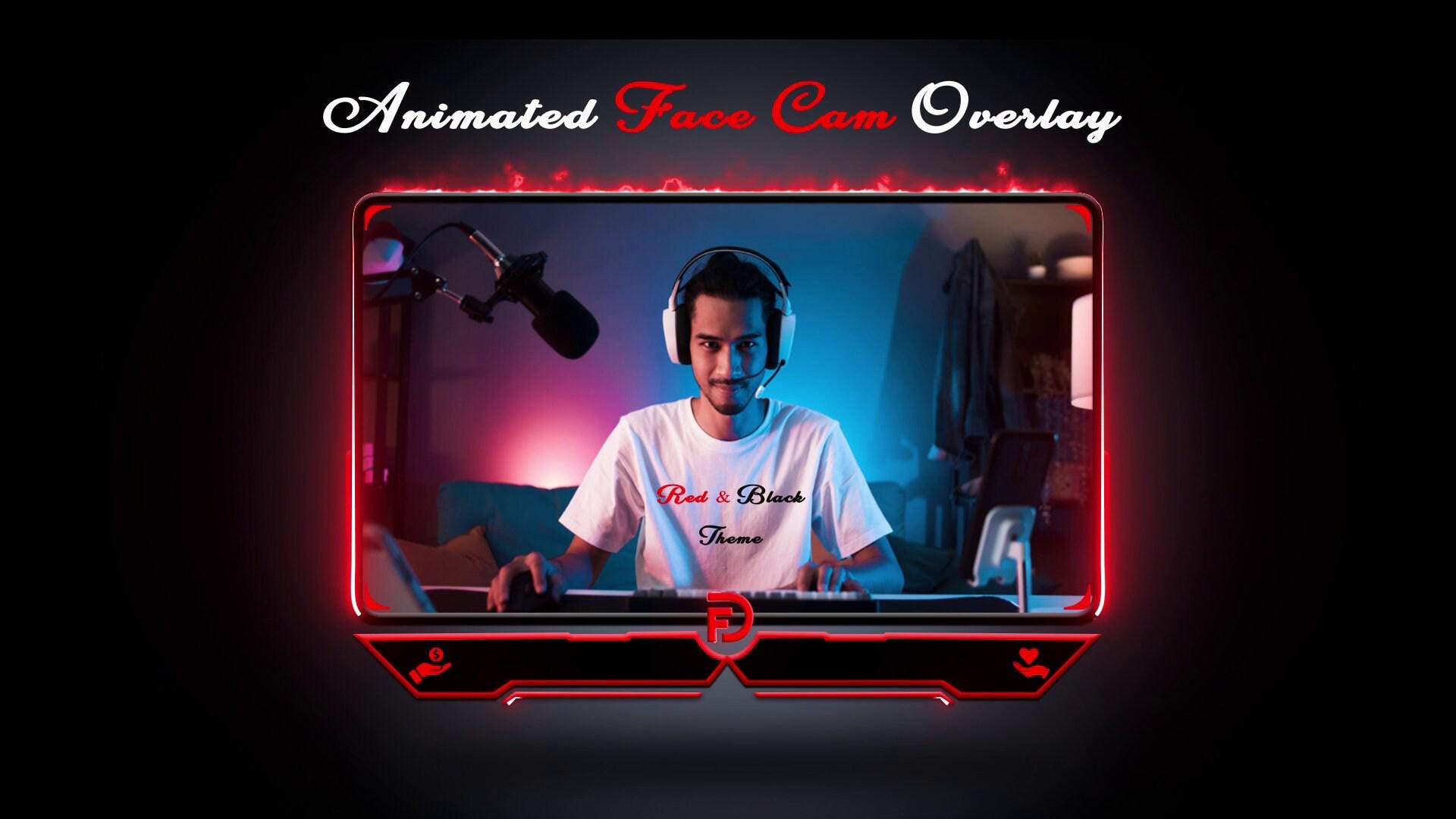 Red Animated Face Cam Overlay - Black and Red Theme Animated Web Cam ...