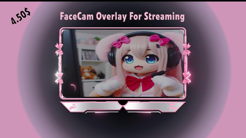 Pink Twitch Facecam Overlay| Cute Stream Webcam Frame for OBS & Stream ...