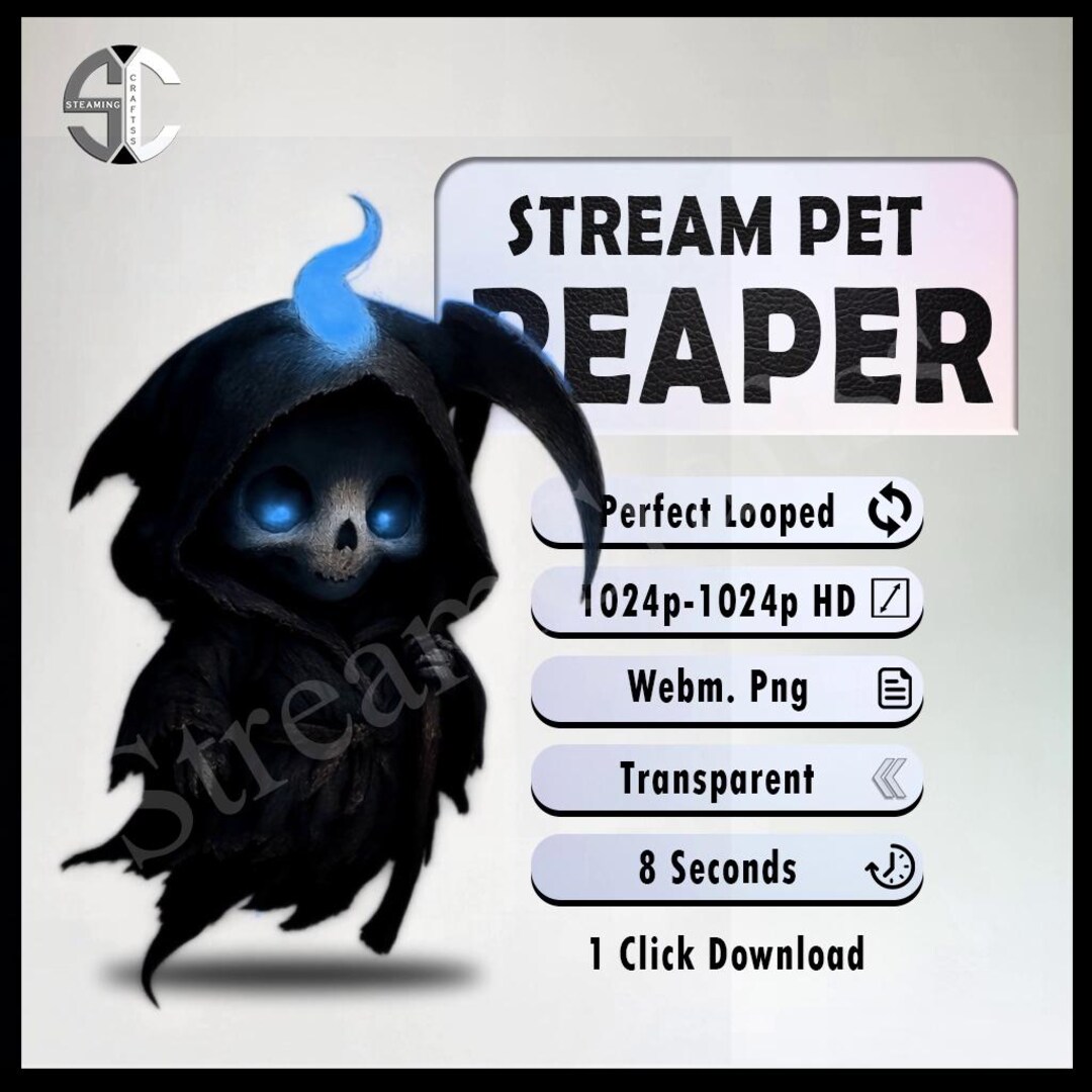 Realistic 3D Reaper Stream Pet for Twitch & OBS | Animated Digital ...