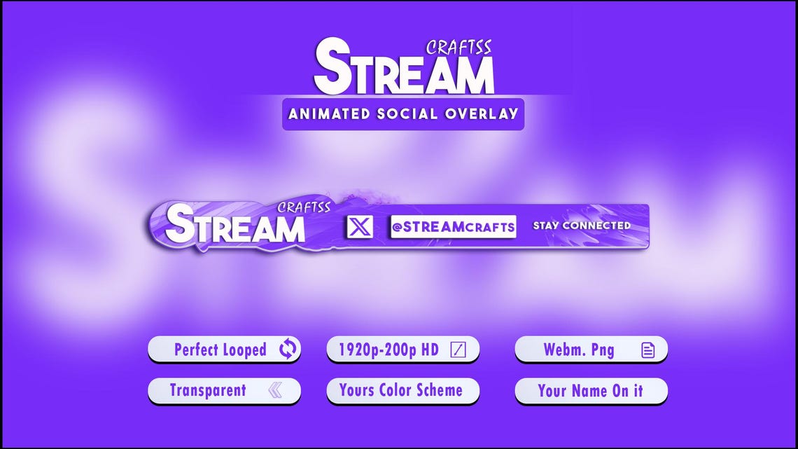 Animated Twitch Stream Overlay: Custom Webm Social Media Bar - Etsy