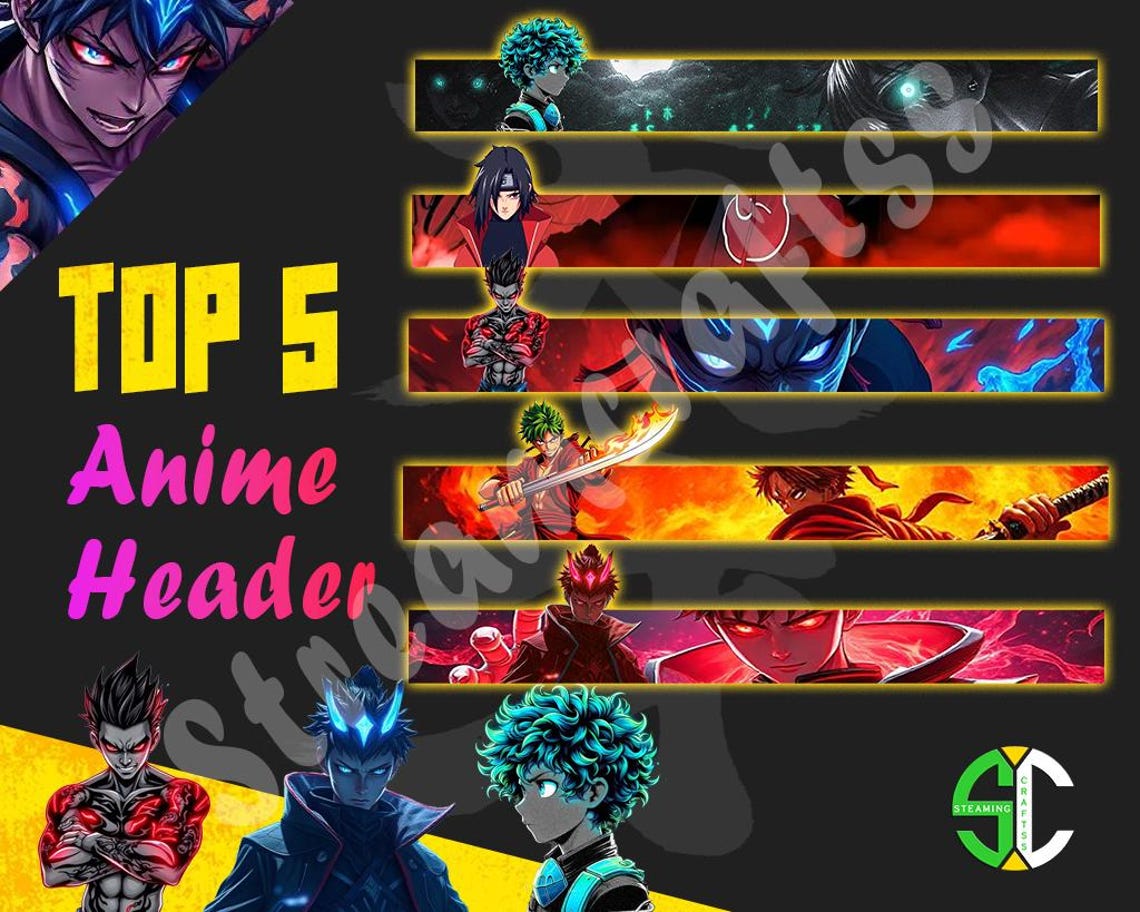 Anime Stream Overlay Pack | Animated Twitch Header - Streaming Overlay ...