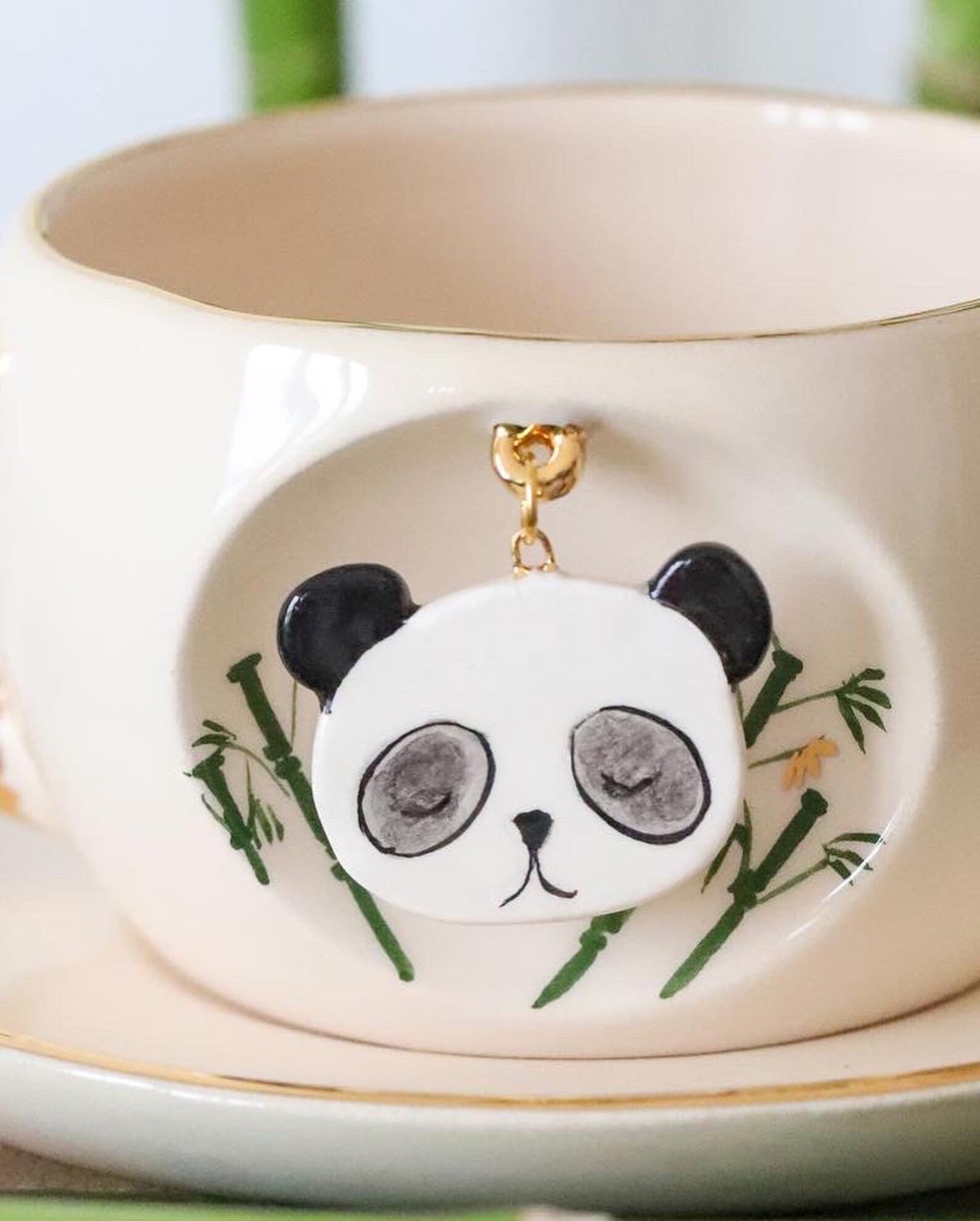 Handmade Ceramic Panda Mug With 24k Real Gold - Etsy