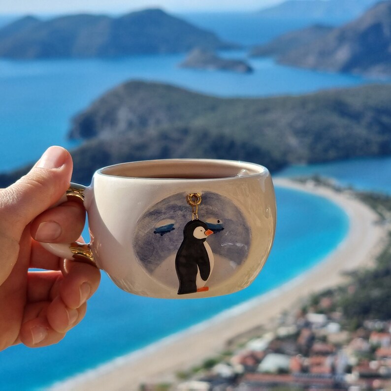 Handmade Ceramic Emperor Penguin Mug With 24k Real Gold - Etsy
