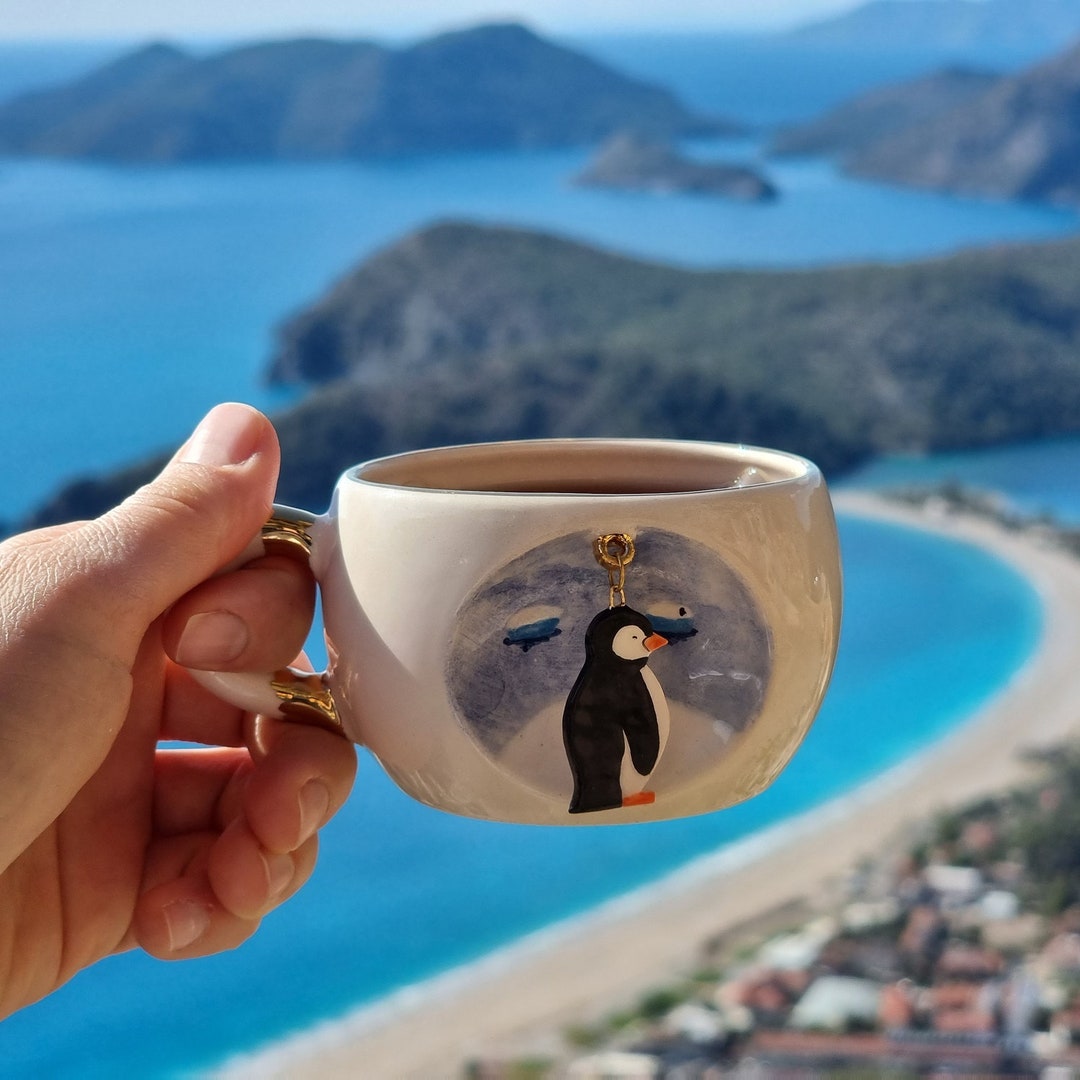 Emperor Penguin Mug: Handmade Ceramic Coffee Cup With 24K Gold - Etsy