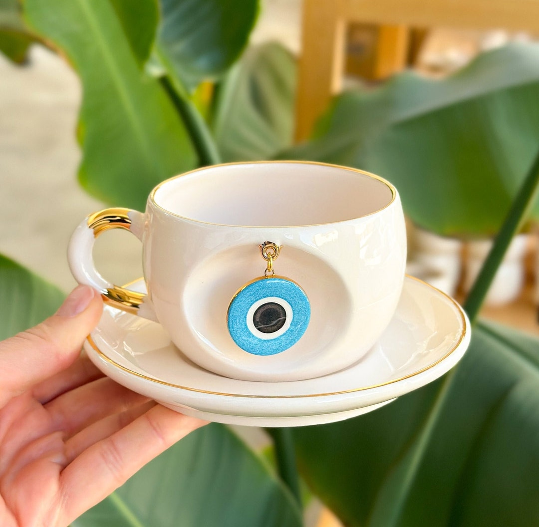 Nazar Mug Blue/green With Swinging Circle Evil Eye Handmade - Etsy