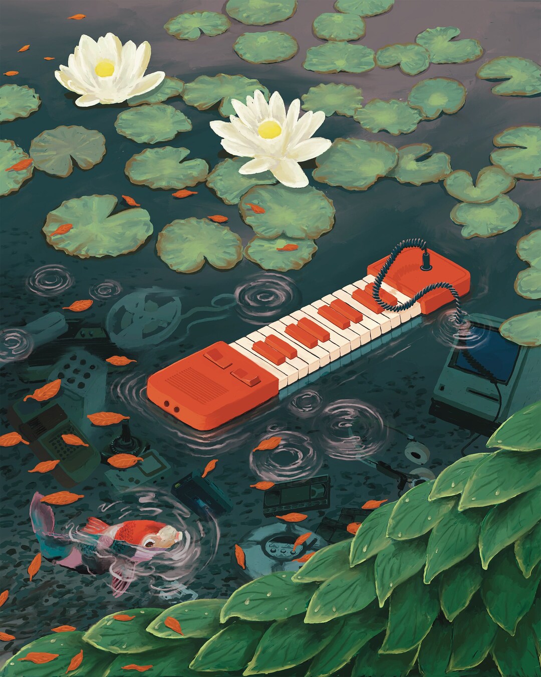 Pond Life. 80s Poster Water Lilies and Synths Poster Nature - Etsy Canada