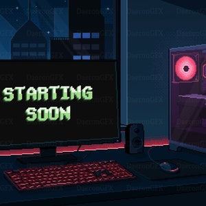 Cyberpunk Overlay Backgrounds for Twitch Stream | 4x Animated Pixel Art ...