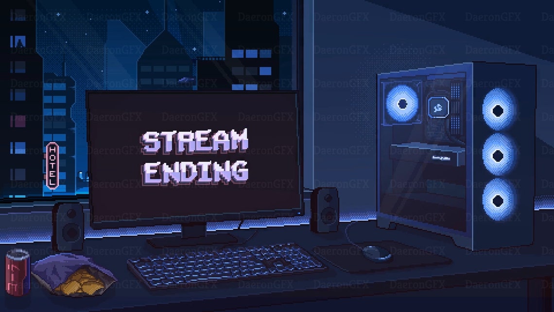 Cyberpunk Overlay Backgrounds for Twitch Stream 4x Animated Pixel Art ...