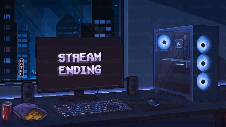 Cyberpunk Overlay Backgrounds for Twitch Stream 4x Animated Pixel Art ...