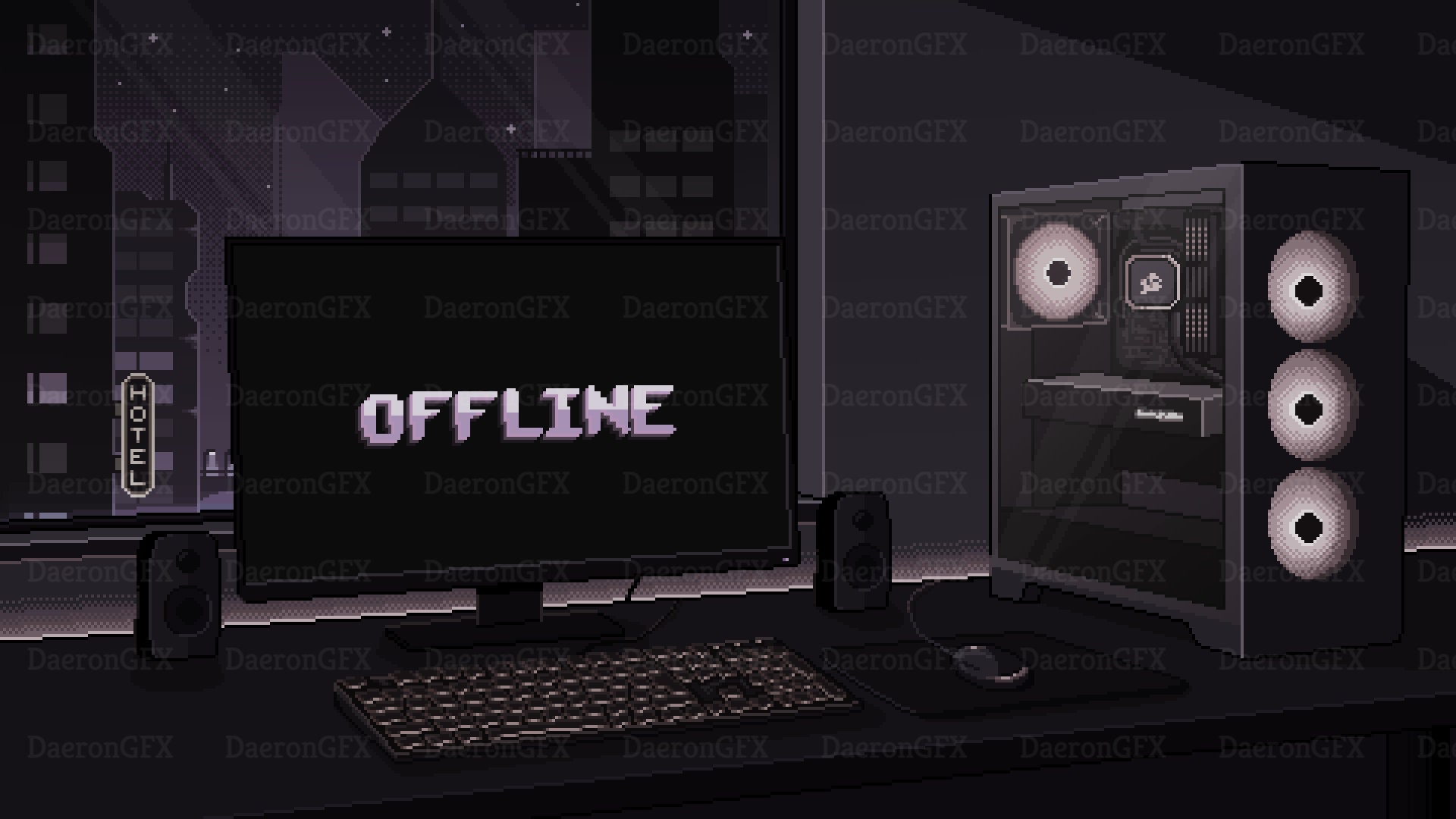 Animated Cyberpunk Twitch Overlay | Red Pixel Art Screens (digital ...