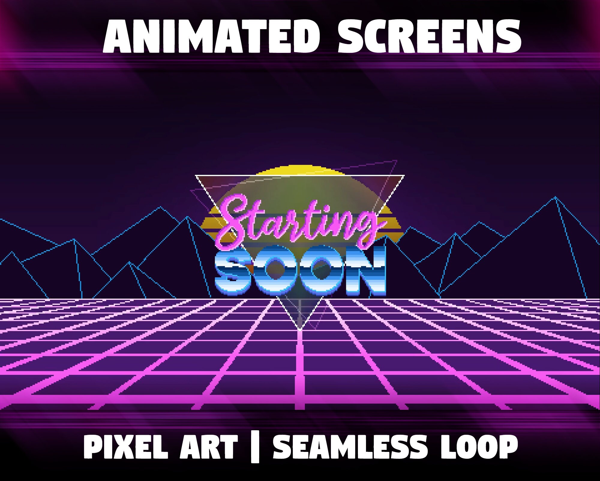 Synthwave Overlay Backgrounds for Twitch Stream | 4x Animated Pixel Art ...