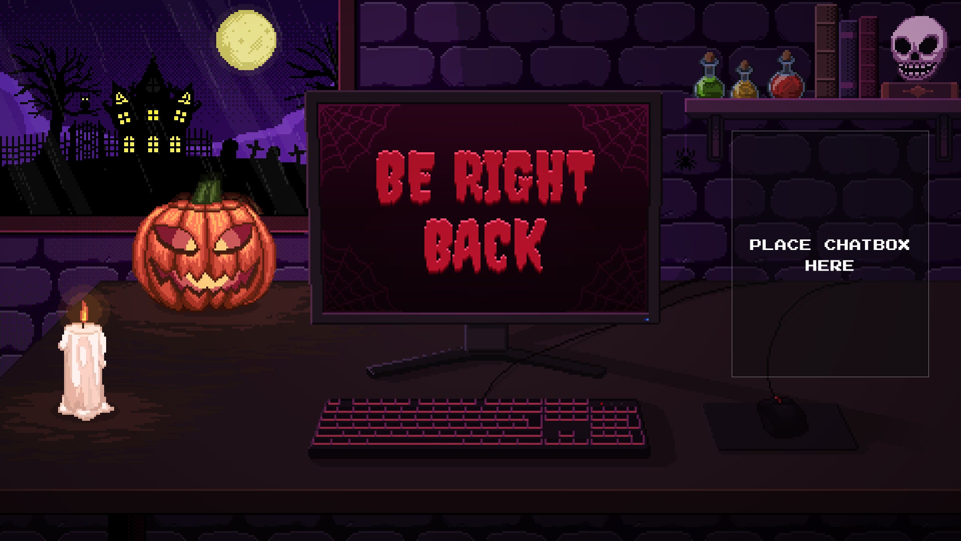 Halloween Animated Pixel Art Stream Screens | Pumpkin, Spider (digital ...