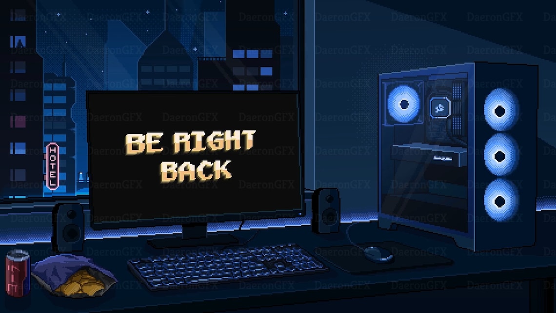 Cyberpunk Overlay Backgrounds for Twitch Stream 4x Animated Pixel Art Screens start/brb/end ...