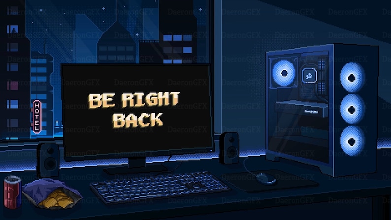 Animated Cyberpunk Stream Overlay | Pixel Art, Blue Night City (digital ...