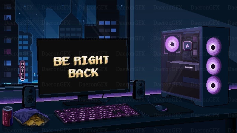 Animated Purple Cyberpunk Twitch Overlay | Pixel Art Screens (digital ...