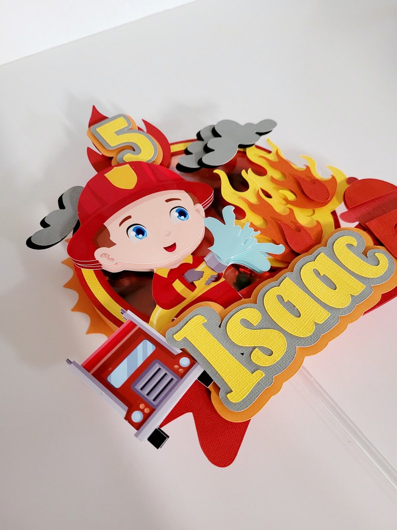 Firefighter Birthday Cake Topper Decoracion De Fiesta De - Etsy